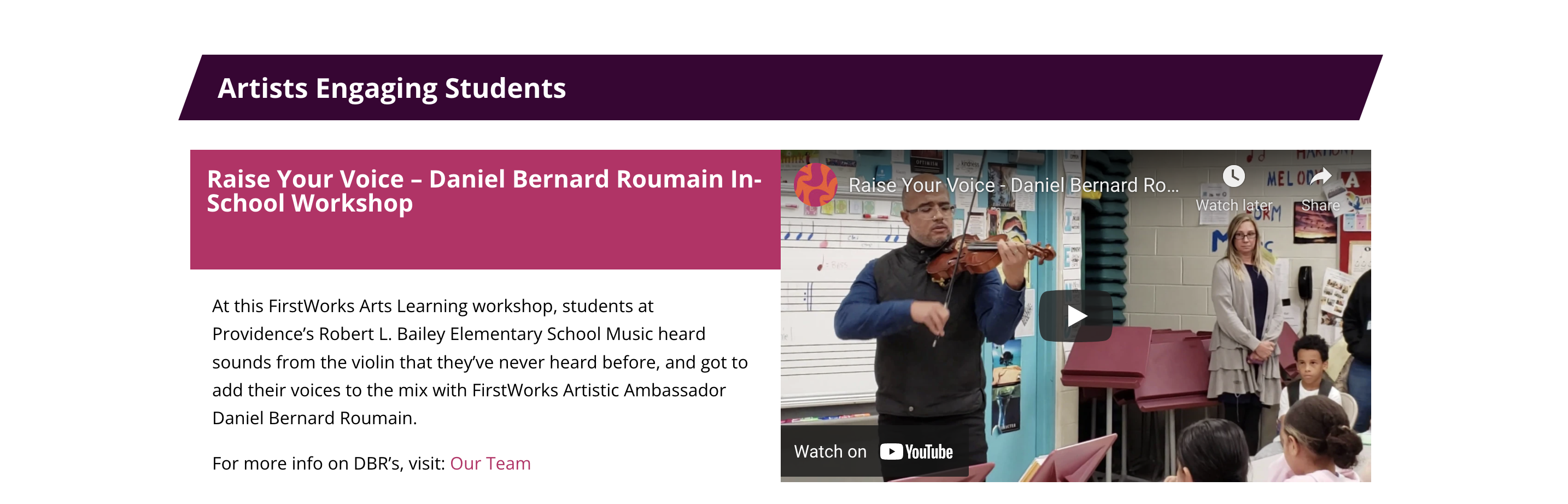 Artists Engaging Students - FirstWorks